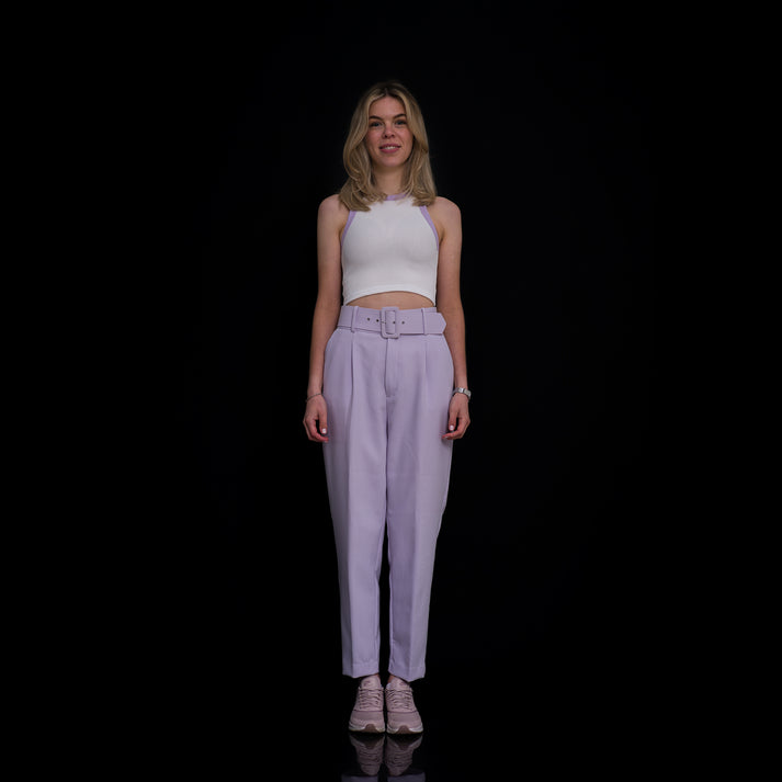 Rib Top Cropped Weiß / Lila | Damen | Made in Germany – MUOM