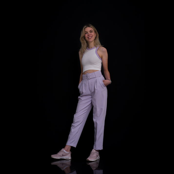 Rib Top Cropped Weiß / Lila | Damen | Made in Germany – MUOM